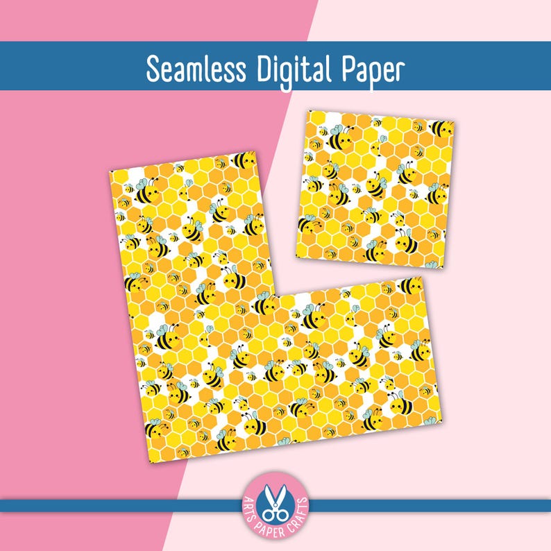 Honey Bee Digital Papers Set - Bees Background - Honey Bee Seamless ...