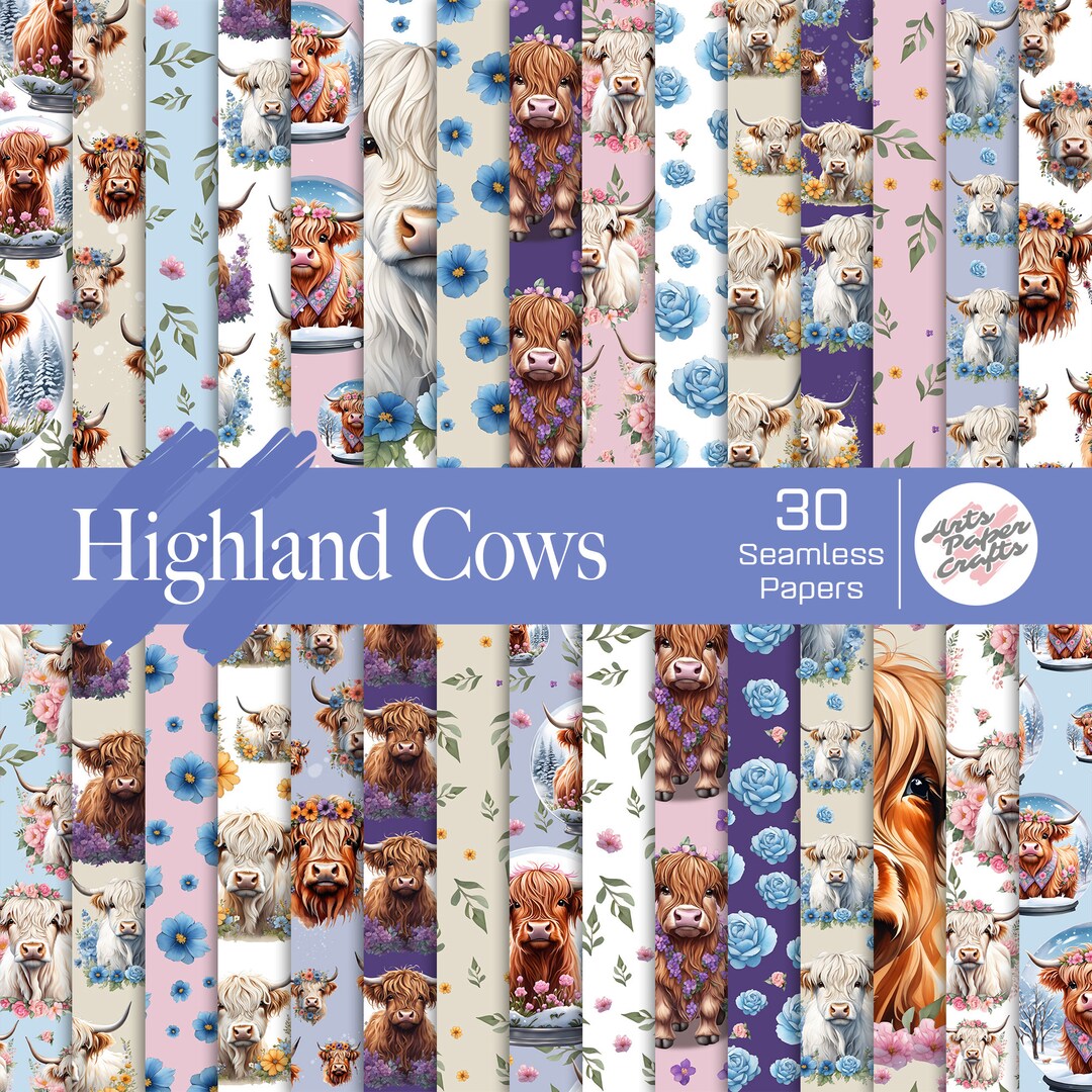 Highland Cow Digital Papers Highland Cow Background Highland Cow ...