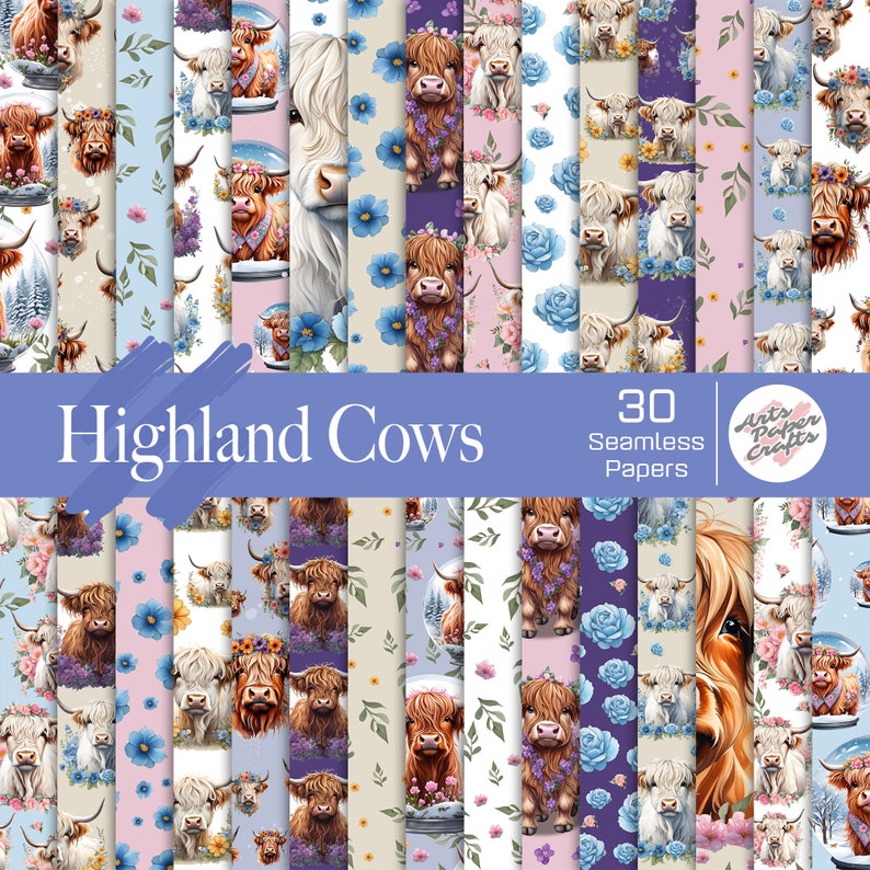 Highland Cow Digital Papers Highland Cow Background - Etsy