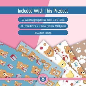 Teddy Bear Digital Paper - Teddy Bear Background - Nursery Seamless ...