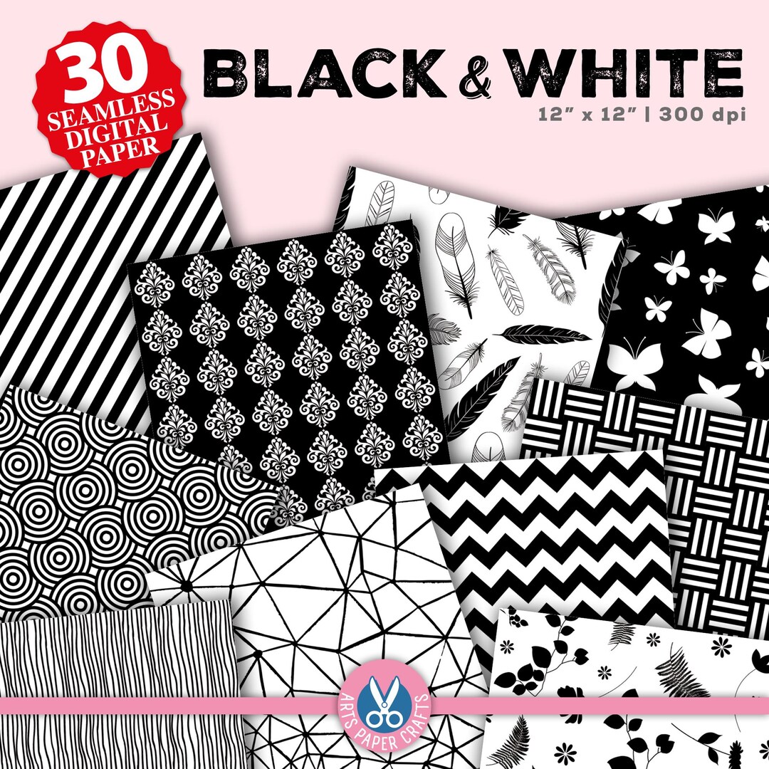 Black White Digital Papers - Geometrical Forms Theme Party - Black and ...