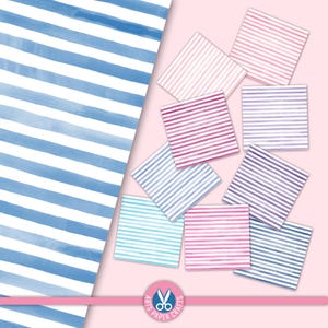 Watercolor Stripes Seamless Digital Paper Set, Watercolor Stripes ...