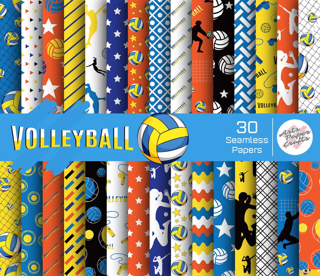 Volleyball Digital Papers Set Volleyball Background Volleyball Seamless ...