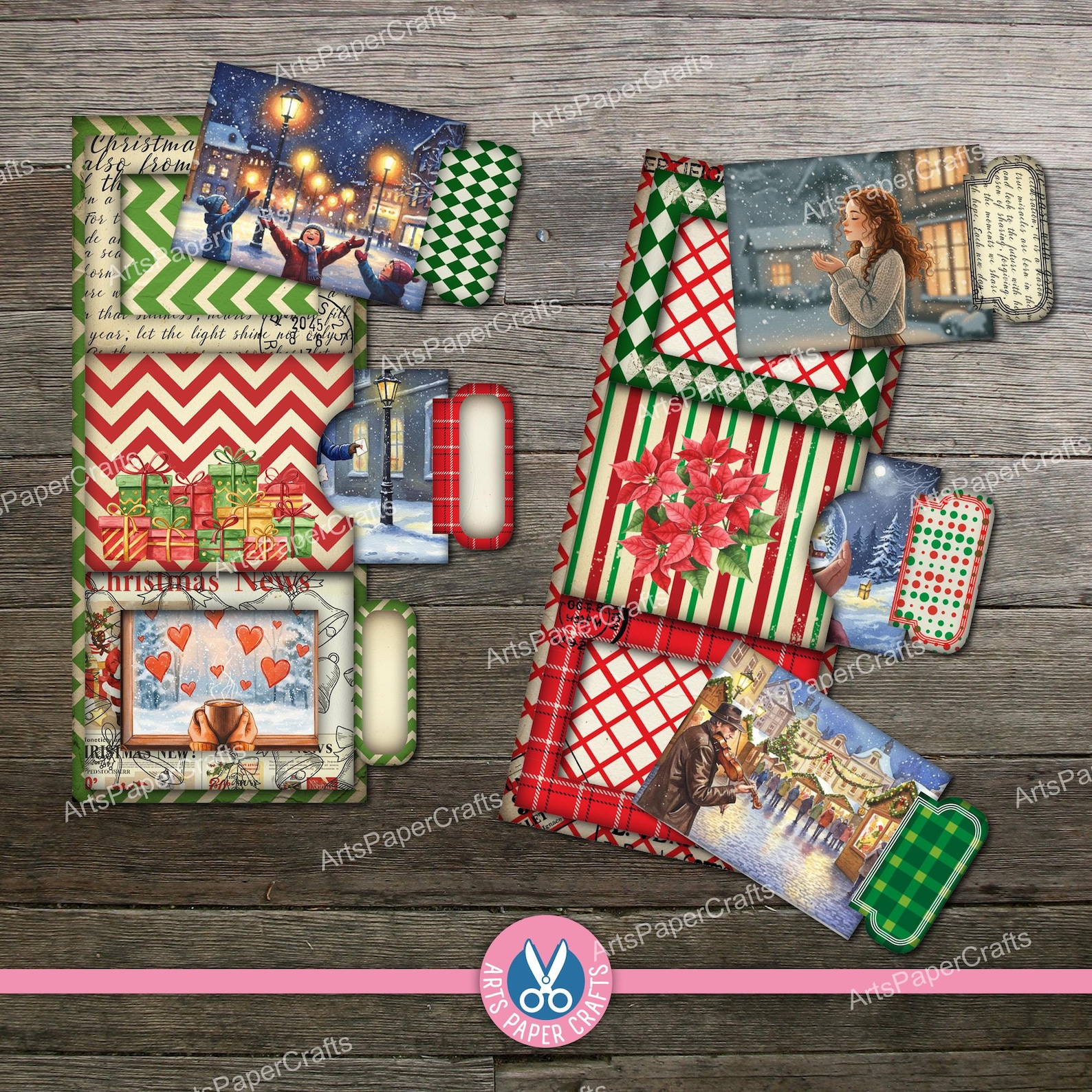 Christmas Pockets, Loaded Christmas Tags, Junk Journal, December, Gift ...