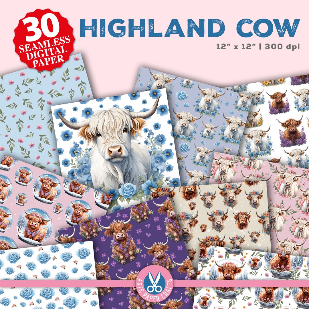 Highland Cow Digital Papers Highland Cow Background Highland Cow ...