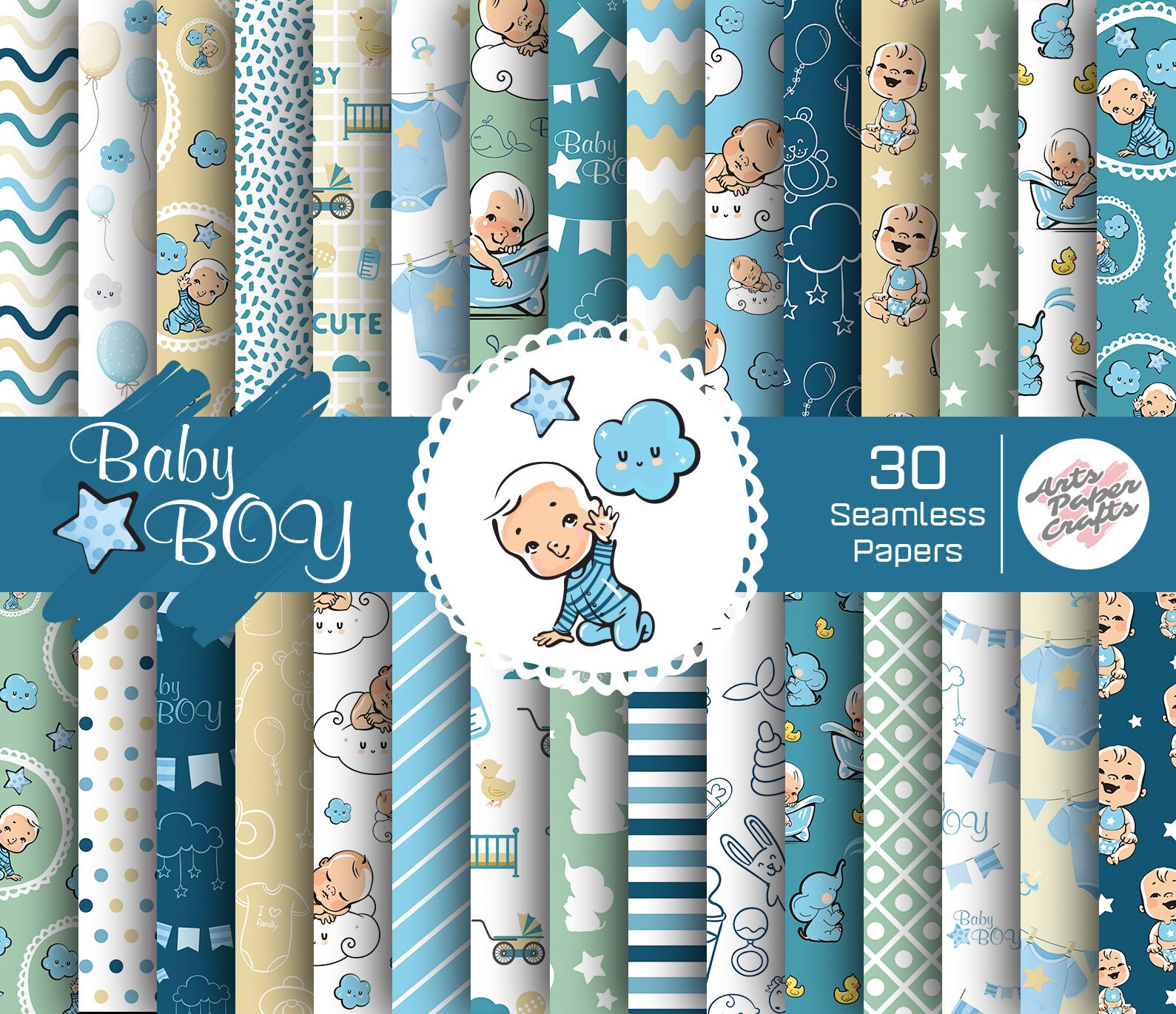 Baby Boy Seamless Digital Paper Little Baby Boy Backgrounds - Etsy