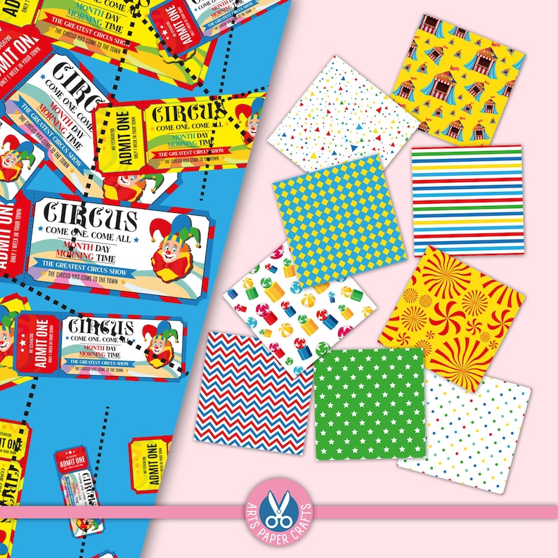 Circus Digital Papers Set - Circus Tent Background - Circus Seamless ...
