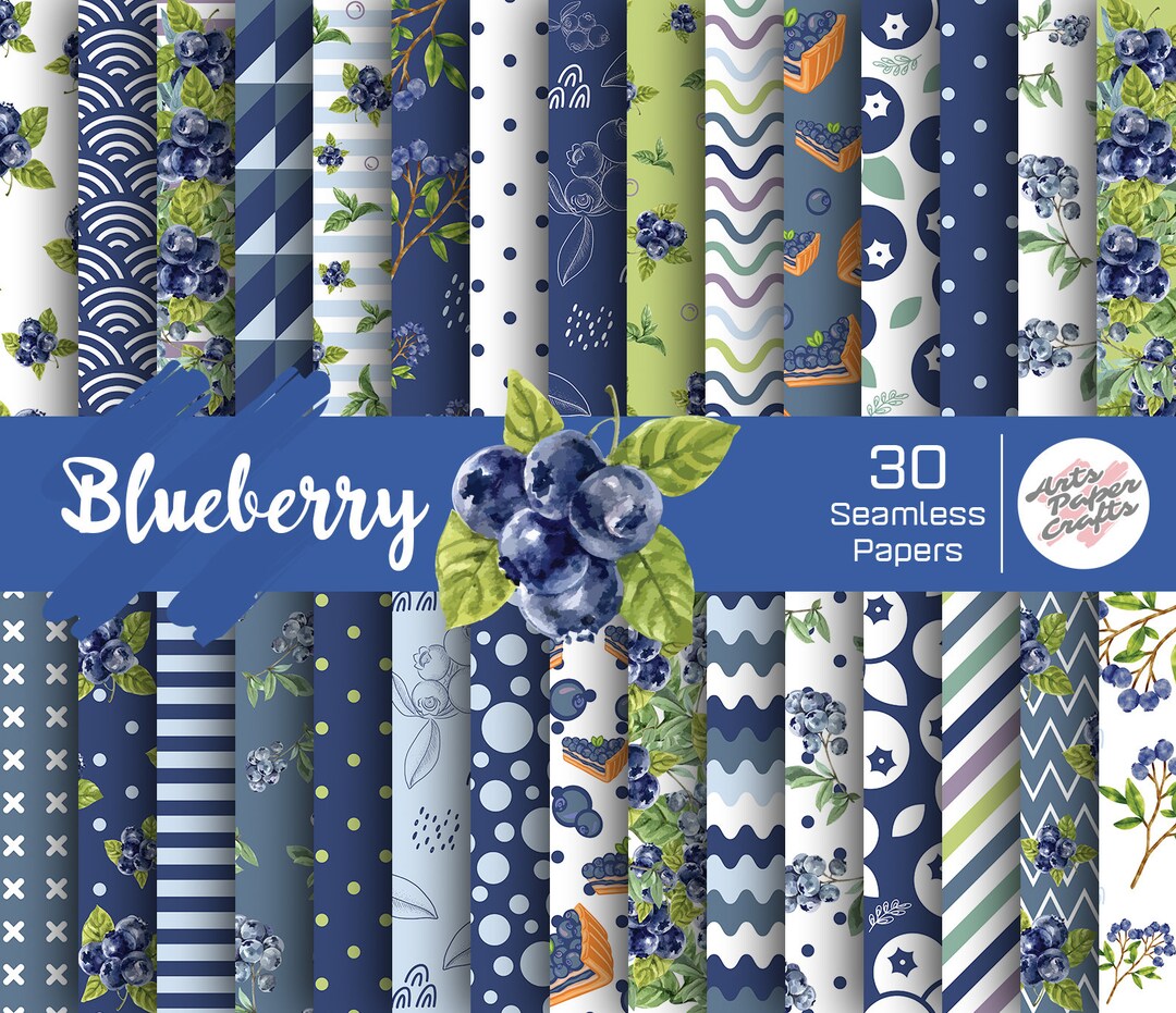 Blueberry Seamless Digital Paper Sets Blueberry Theme Party - Etsy