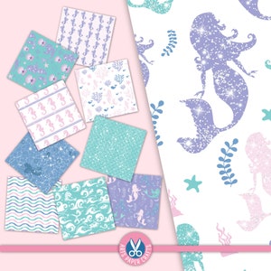 Mermaid Digital Papers Mermaid Glitter Background Shimmer Mermaid ...