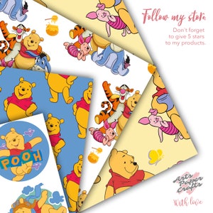 Winnie the Pooh Digital Paper Sets Winnie Pooh Theme Party Pooh Bear ...