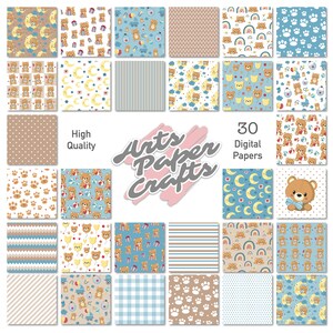 Teddy Bear Digital Paper Teddy Bear Background Nursery Seamless Pattern ...