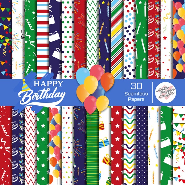 Happy Birthday Digital Papers - Etsy