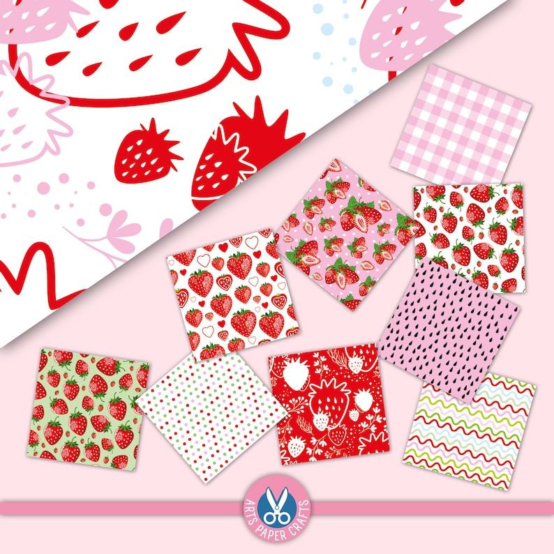 Strawberry Seamless Digital Papers - Strawberry Theme Party - Pink ...