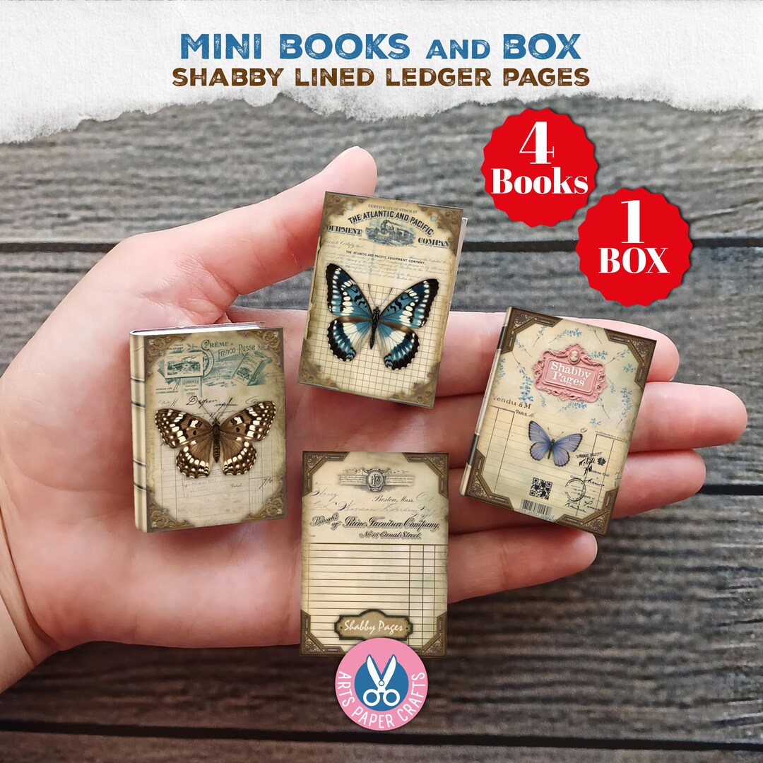 Shabby Pages Mini Books, Ledger, Lined Papers, Printable, Miniature ...