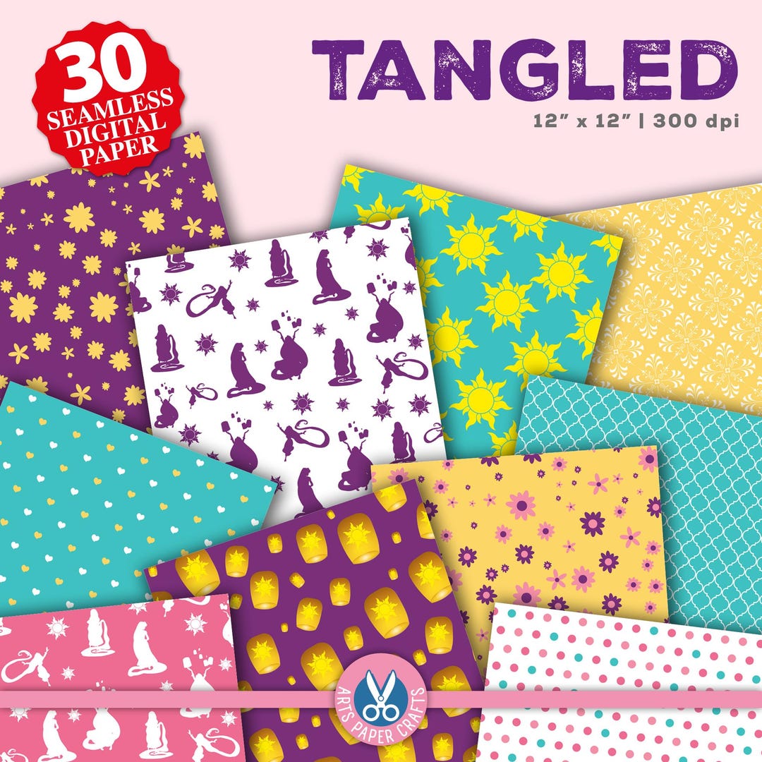 Tangled Digital Papers Set, Princess Background, Tangled Seamless ...