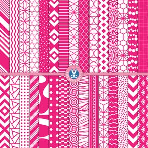 Pink Digital Papers Set - Royal Background - Pink Seamless Pattern ...