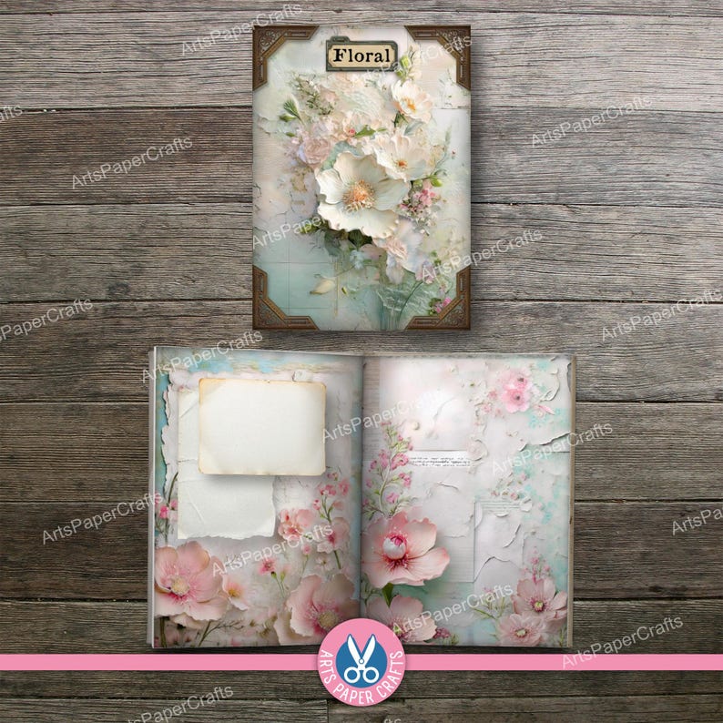 Shabby Chic Flowers Mini Books Box, Miniature Botanical Book ...