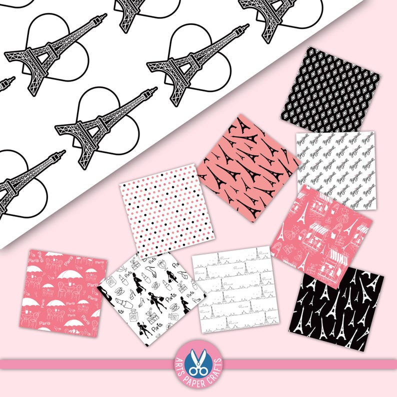 Paris Digital Papers, Paris Background, Paris Seamless Pattern, Instant ...