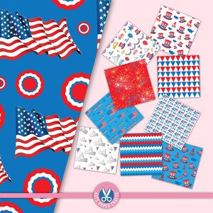 4th of July Digital Papers Set - Independence Day Patriotic USA ...