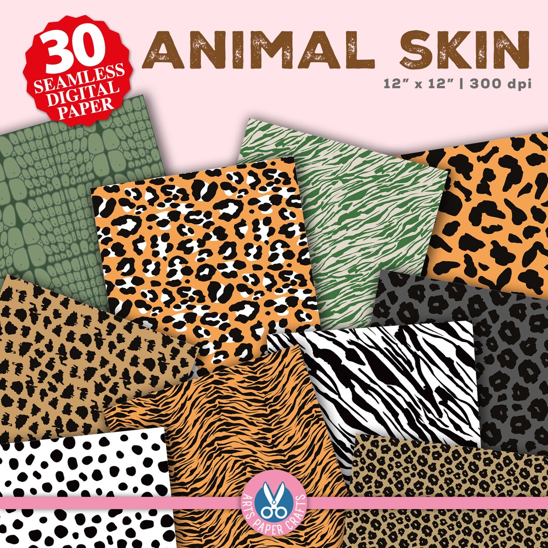 Animal Skin Digital Papers Set Safari Background Animal Print Seamless ...