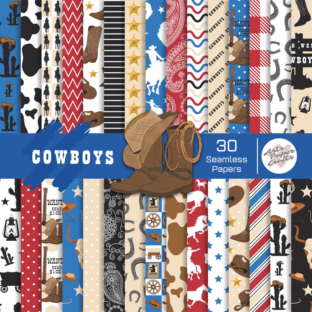 Cowboys Western Seamless Digital Paper Western Background Wild West ...