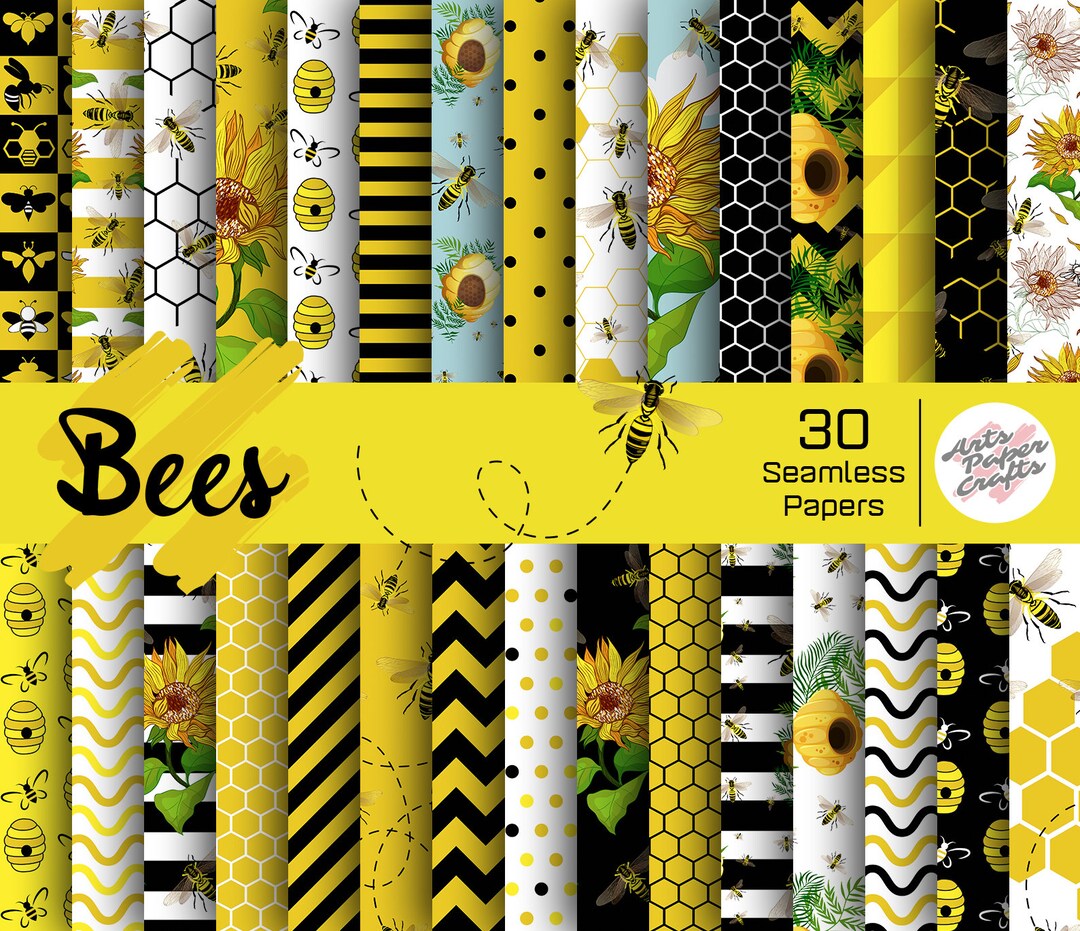 Bee Seamless Digital Paper Honey Bee Background Honey Bees - Etsy