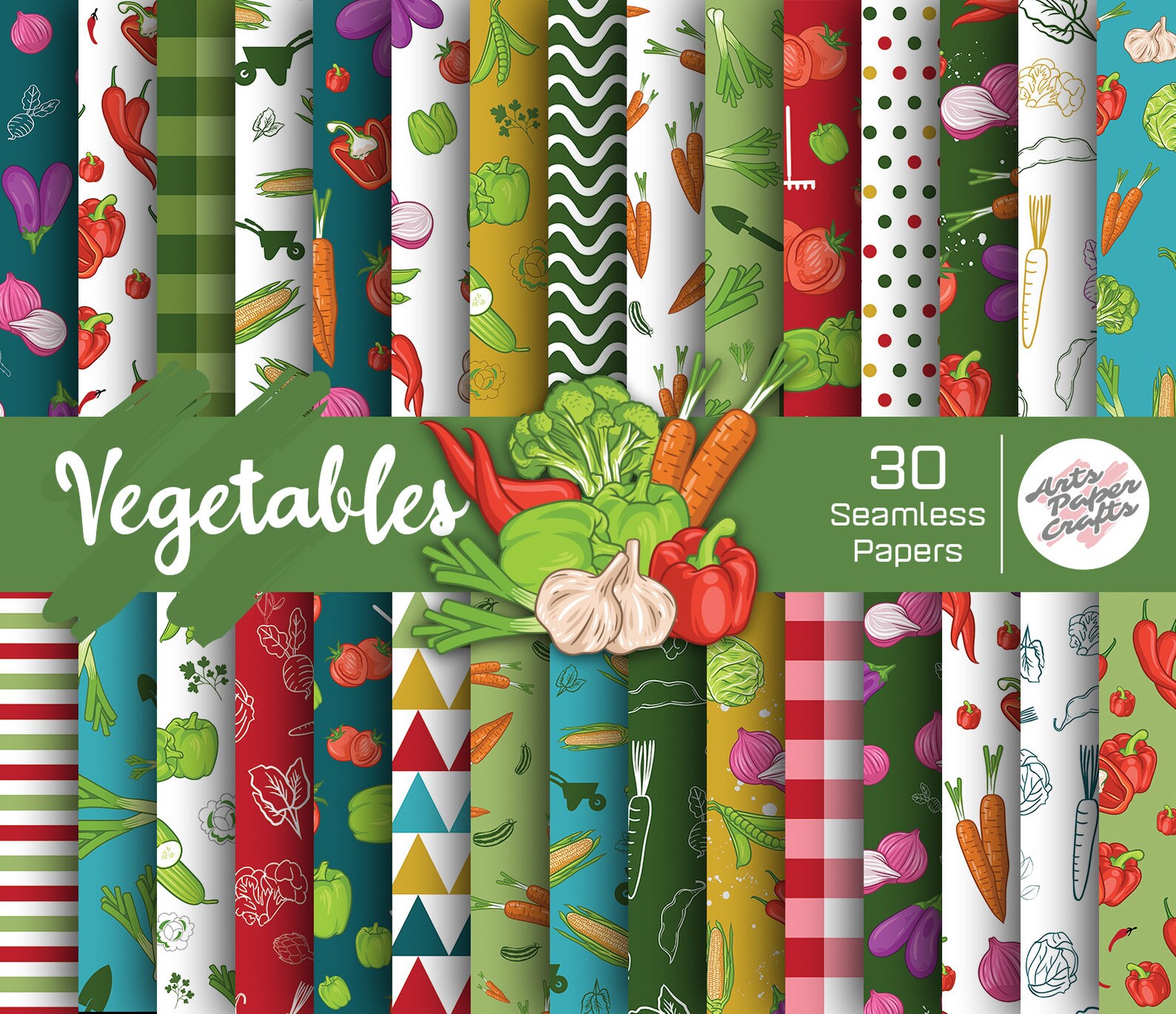 Vegetables Seamless Digital Papers Vegetables Background Vegetables ...