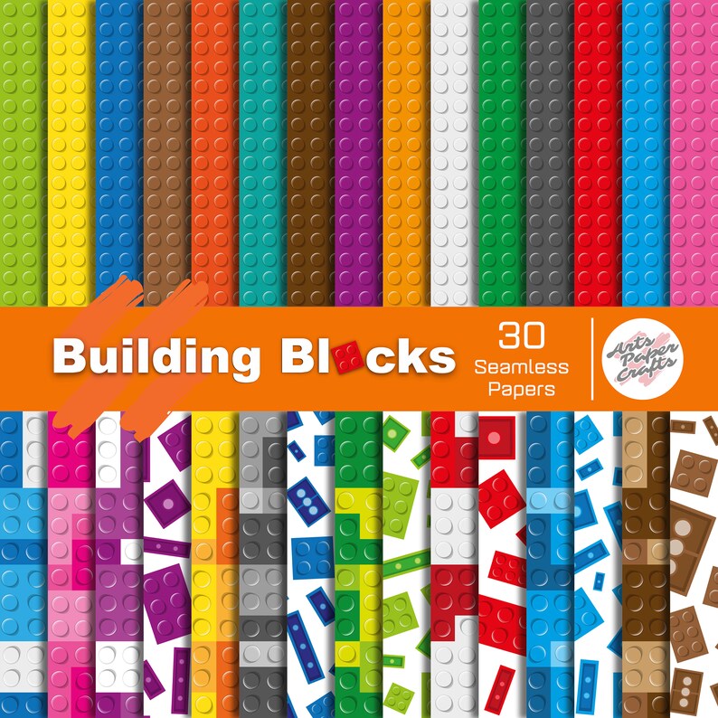 Building Blocks Digital Papers Set Blocks Background Building Blocks ...