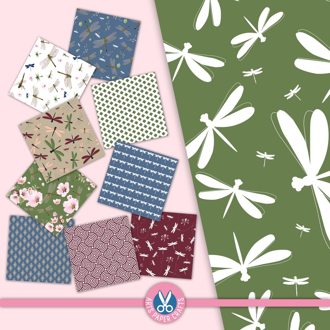 Dragonflies Seamless Digital Papers - Dragonflies Background ...