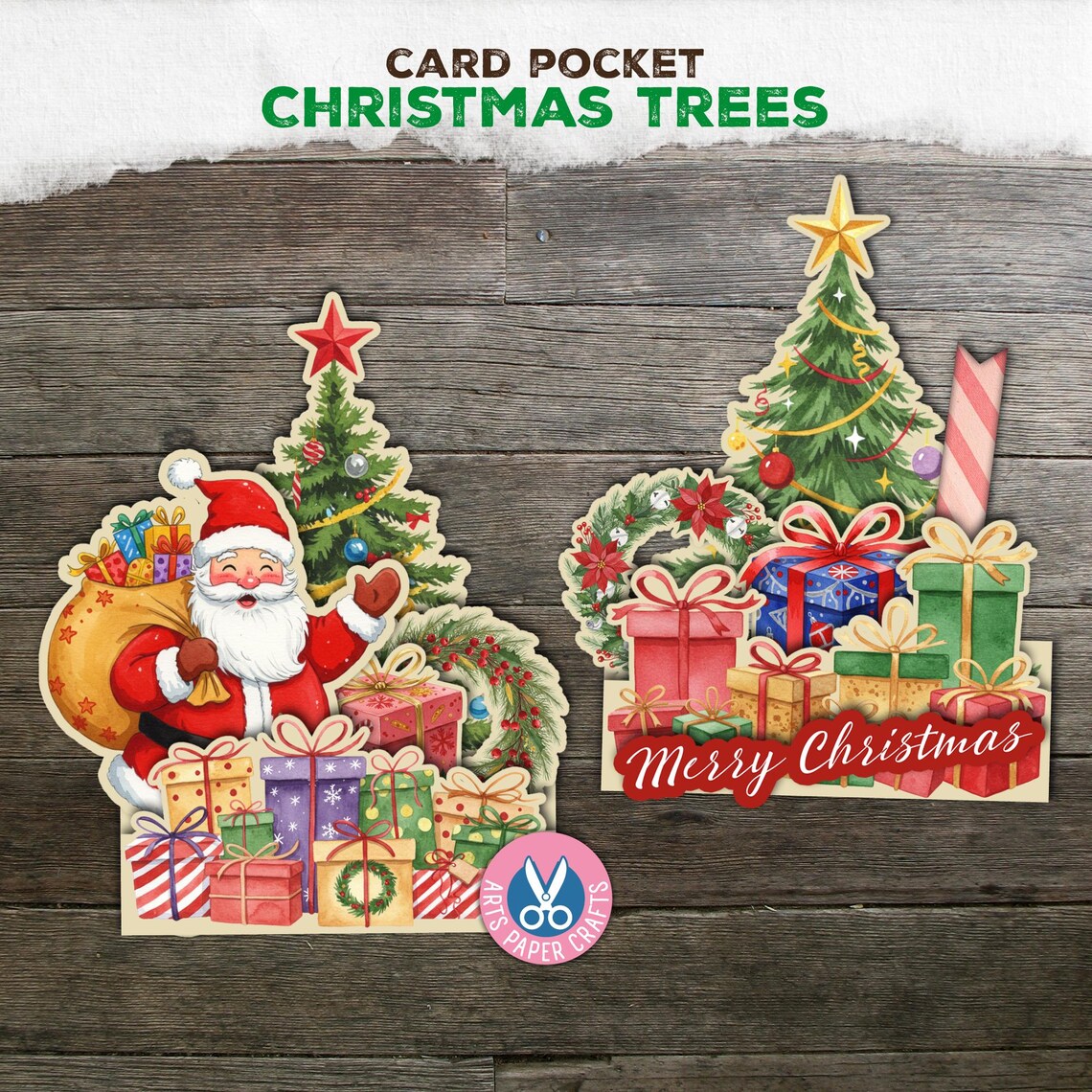 Christmas Tree, Christmas Pockets, Cards, Christmas Junk Journal Kits ...