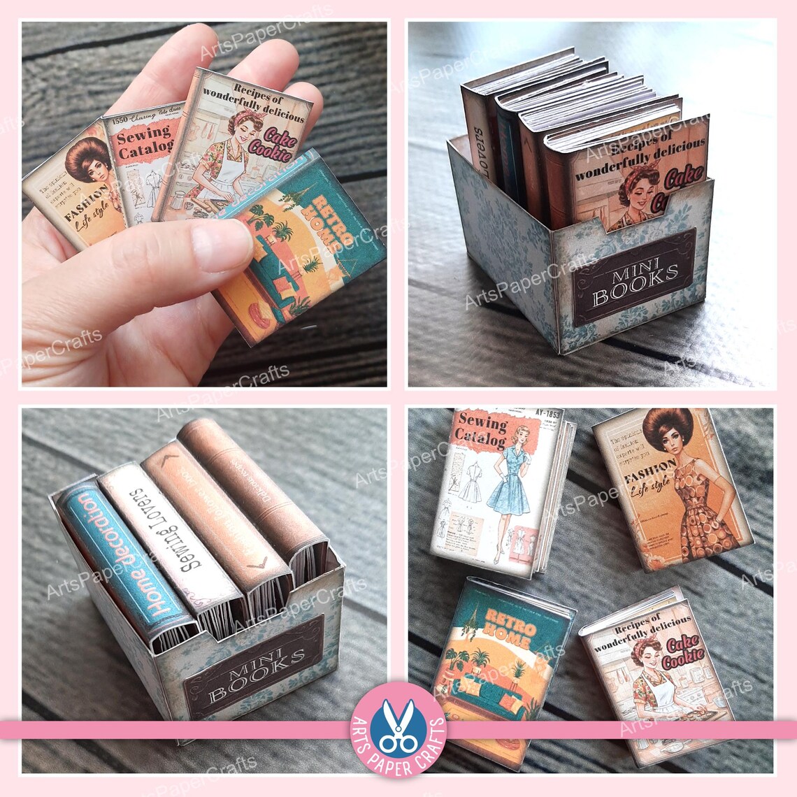 Retro Mini Books, Box, Books, Retro Fashion, Sewing, Retro Home Decor ...