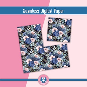 Gold and Roses Digital Paper Set, Navy Gold & Rose Theme Party, Glitter ...