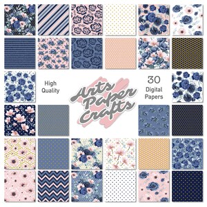 Gold and Roses Digital Paper Set Navy Gold&rose Theme Party Glitter ...