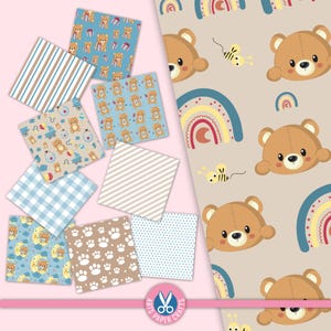 Teddy Bear Digital Paper - Teddy Bear Background - Nursery Seamless ...