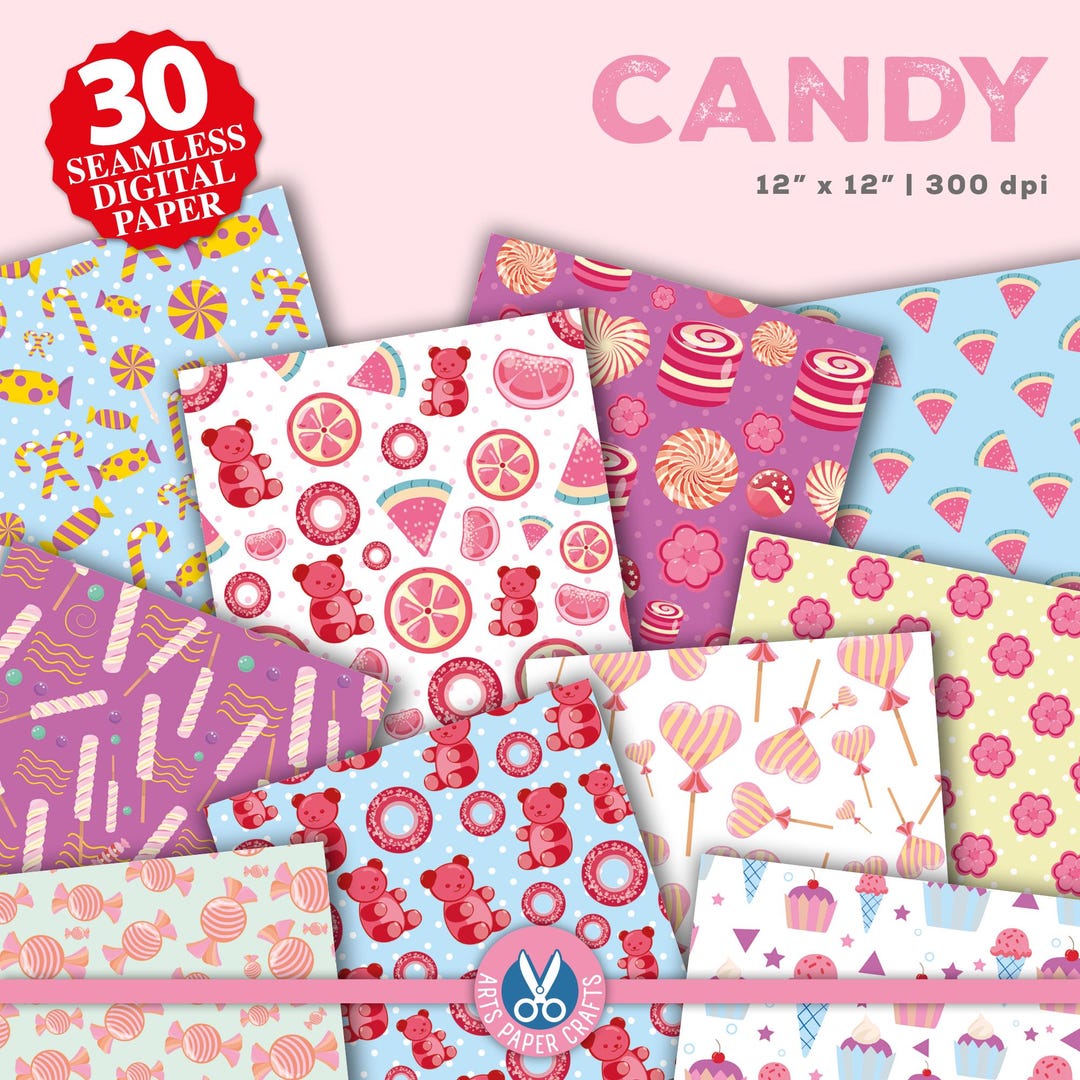 Candy Seamless Digital Paper - Candy Background - Candy Scrapbook ...