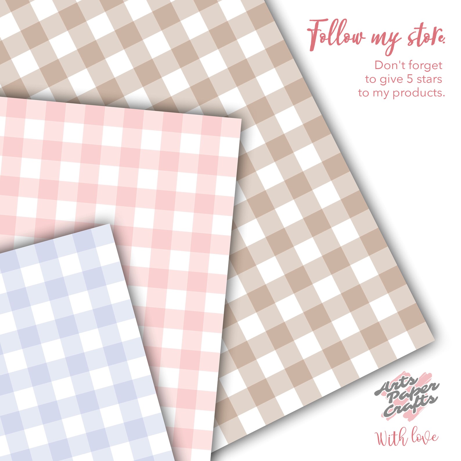 Gingham Pastel & Soft Colors Digital Paper Set Pastel Colors Background ...