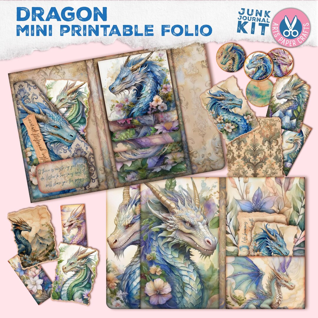 Dragon Mini Printable Folio Kit Dragon Junk Journal Digital Printable ...