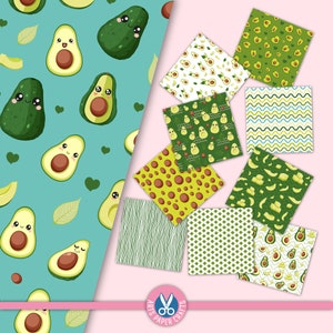 Avocado Digital Papers Set - Avocado Background - Avocado Seamless ...