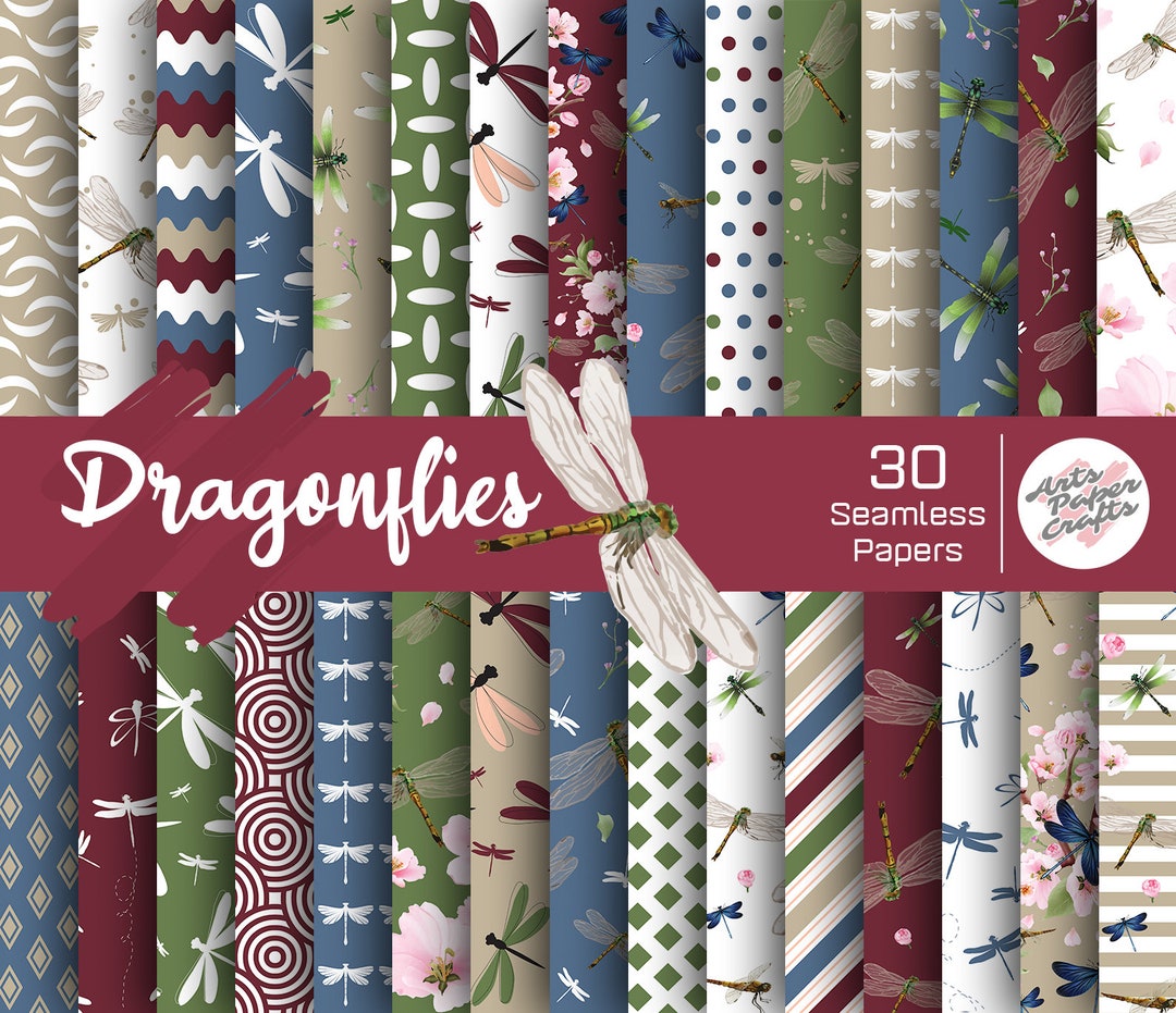 Dragonflies Seamless Digital Papers Dragonflies Background - Etsy