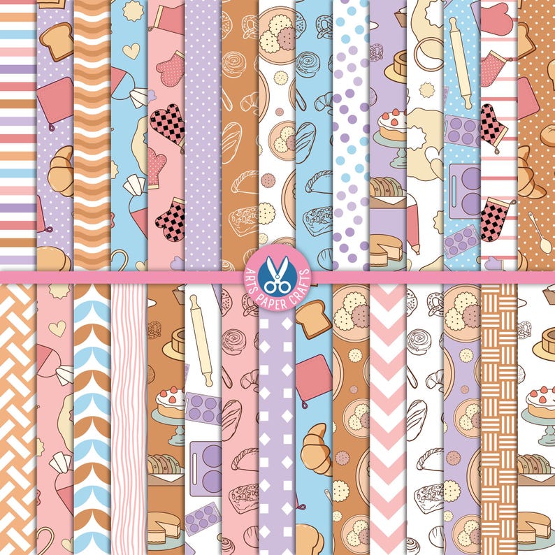 Bakery Digital Papers Set - Bakery Background - Bakery Seamless Pattern ...
