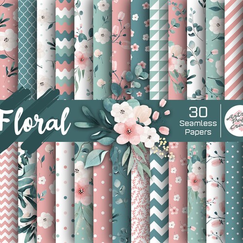 Flowers Digital Paper Sets Watercolor Flower Background - Etsy