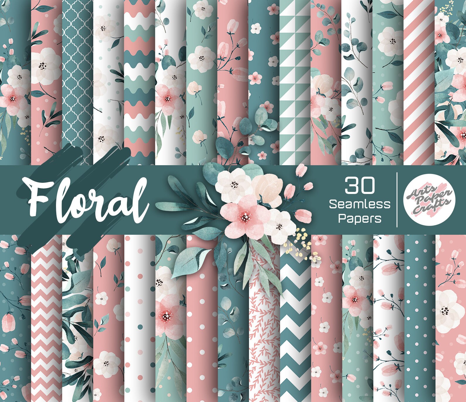 Flowers Digital Paper Sets Watercolor Flower Background - Etsy