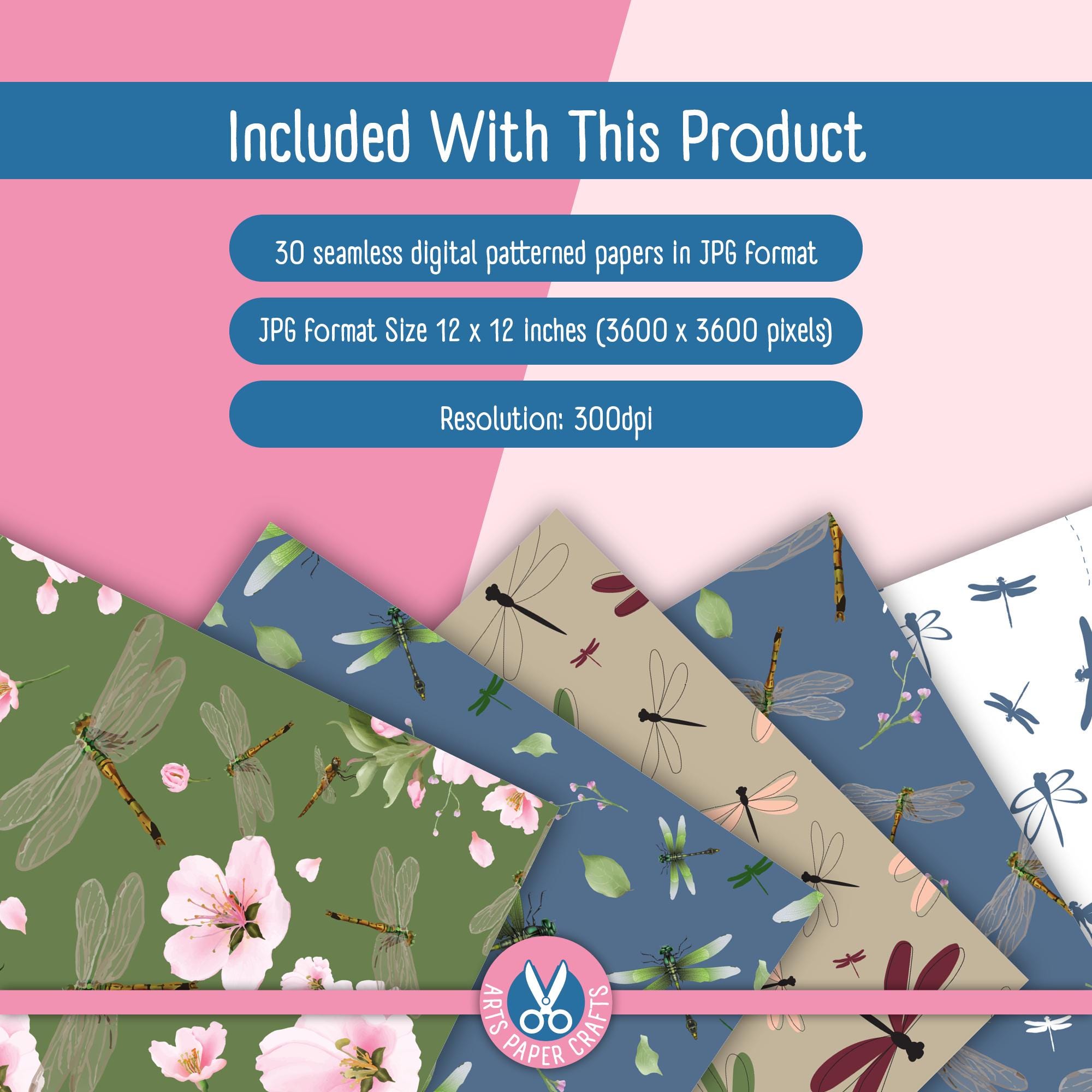 Dragonflies Seamless Digital Papers - Dragonflies Background ...