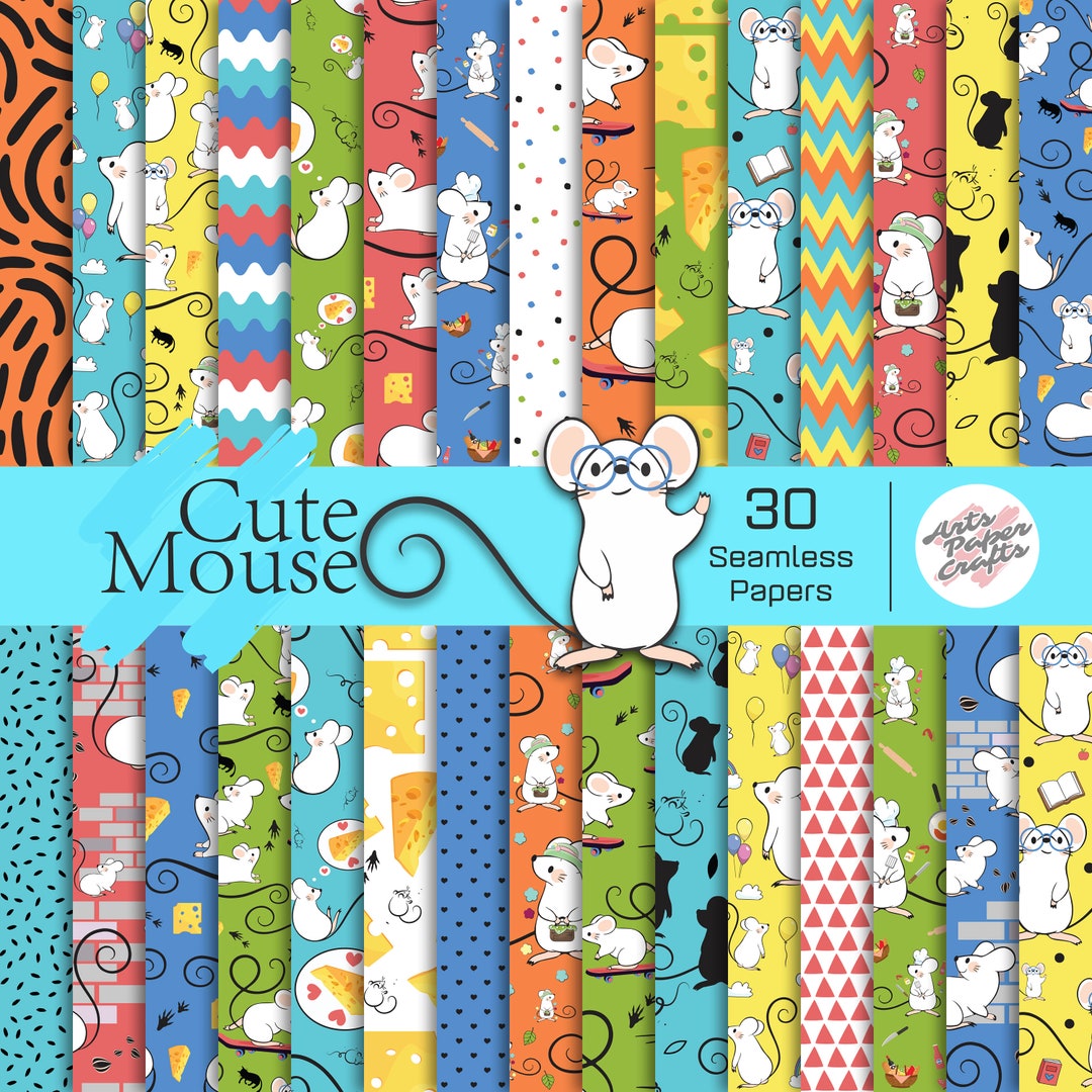Cute Mouse Digital Papers Set Cute Mice Background Mouse Seamless ...