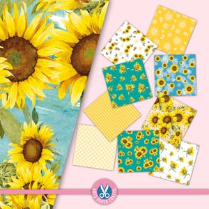 Sunflower Seamless Digital Paper - Sunflower Pattern Background ...