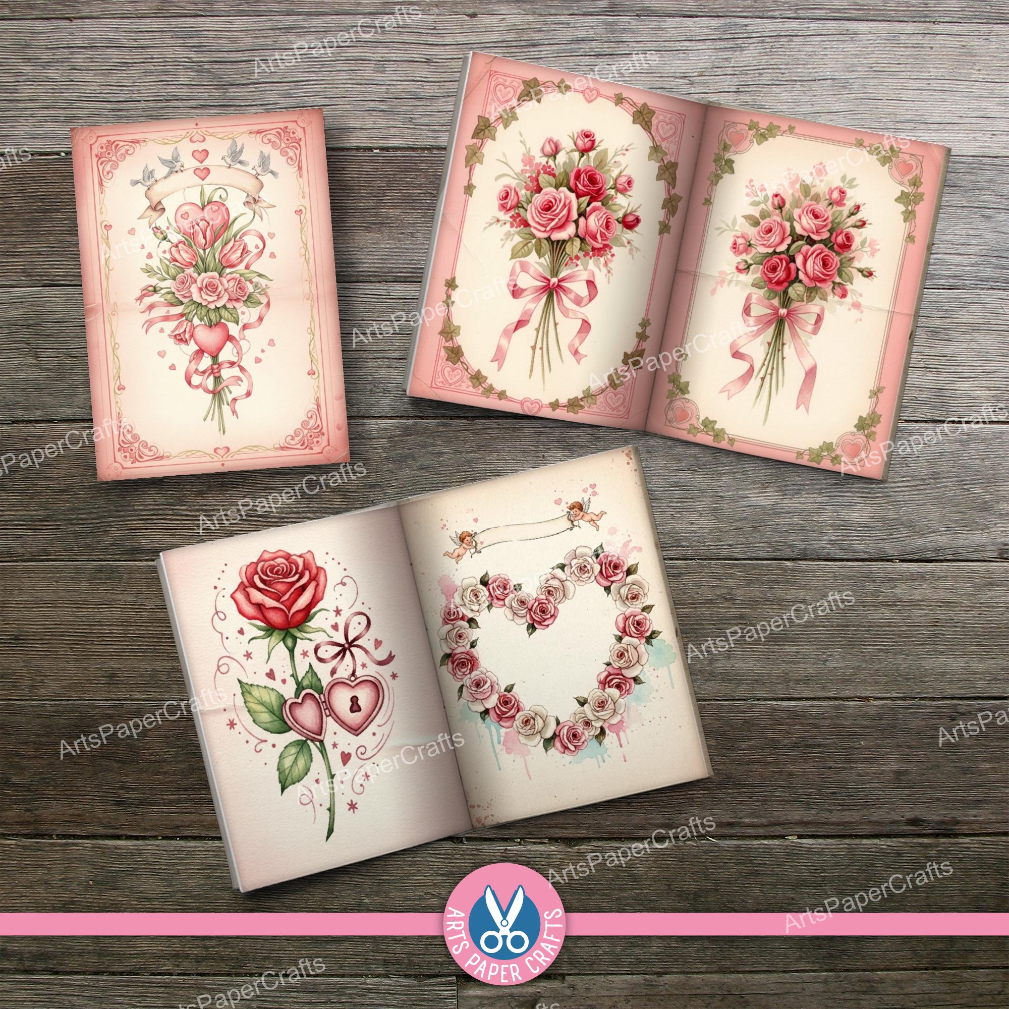 Valentine, Mini Books, Printable, Book, Miniature, Junk Journal ...