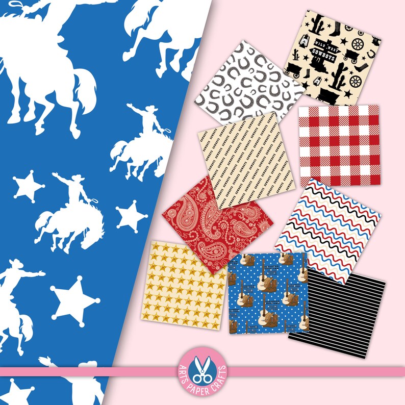 Cowboys Western Seamless Digital Paper, Western Background, Wild West ...