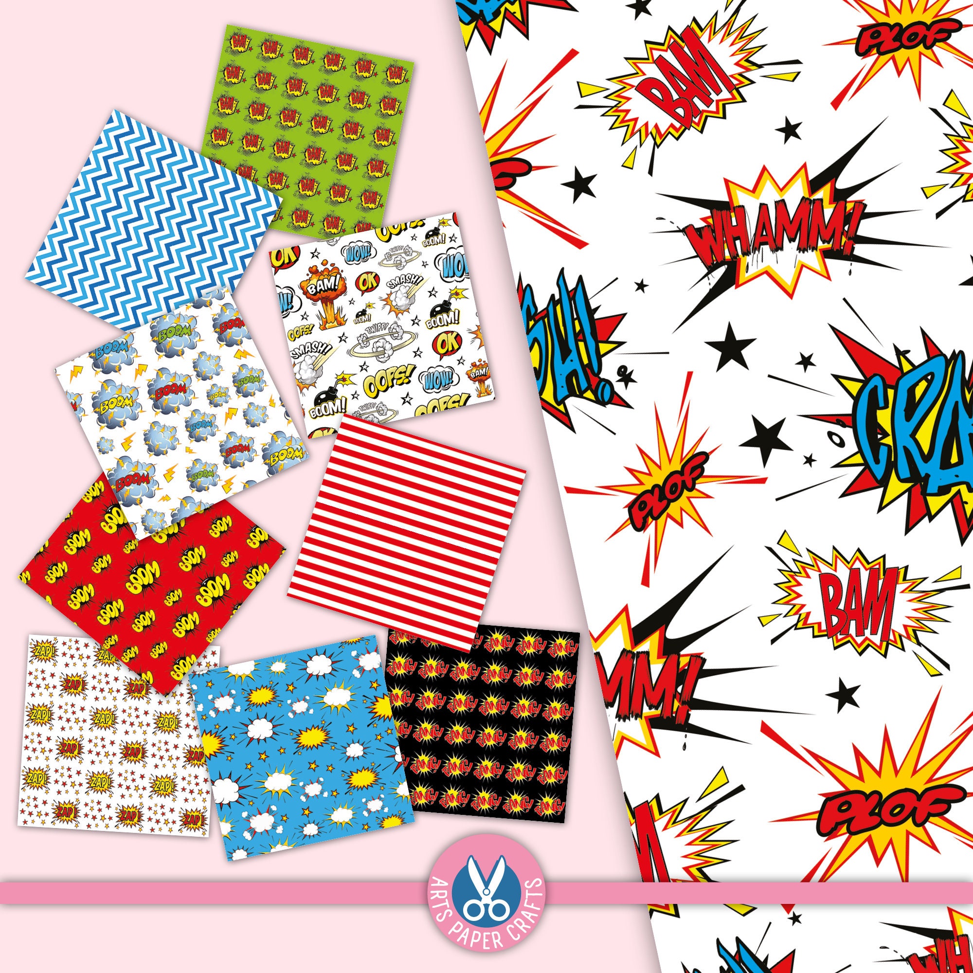 Super Hero Digital Papers - Comics Theme Party - Hero Comics Background ...