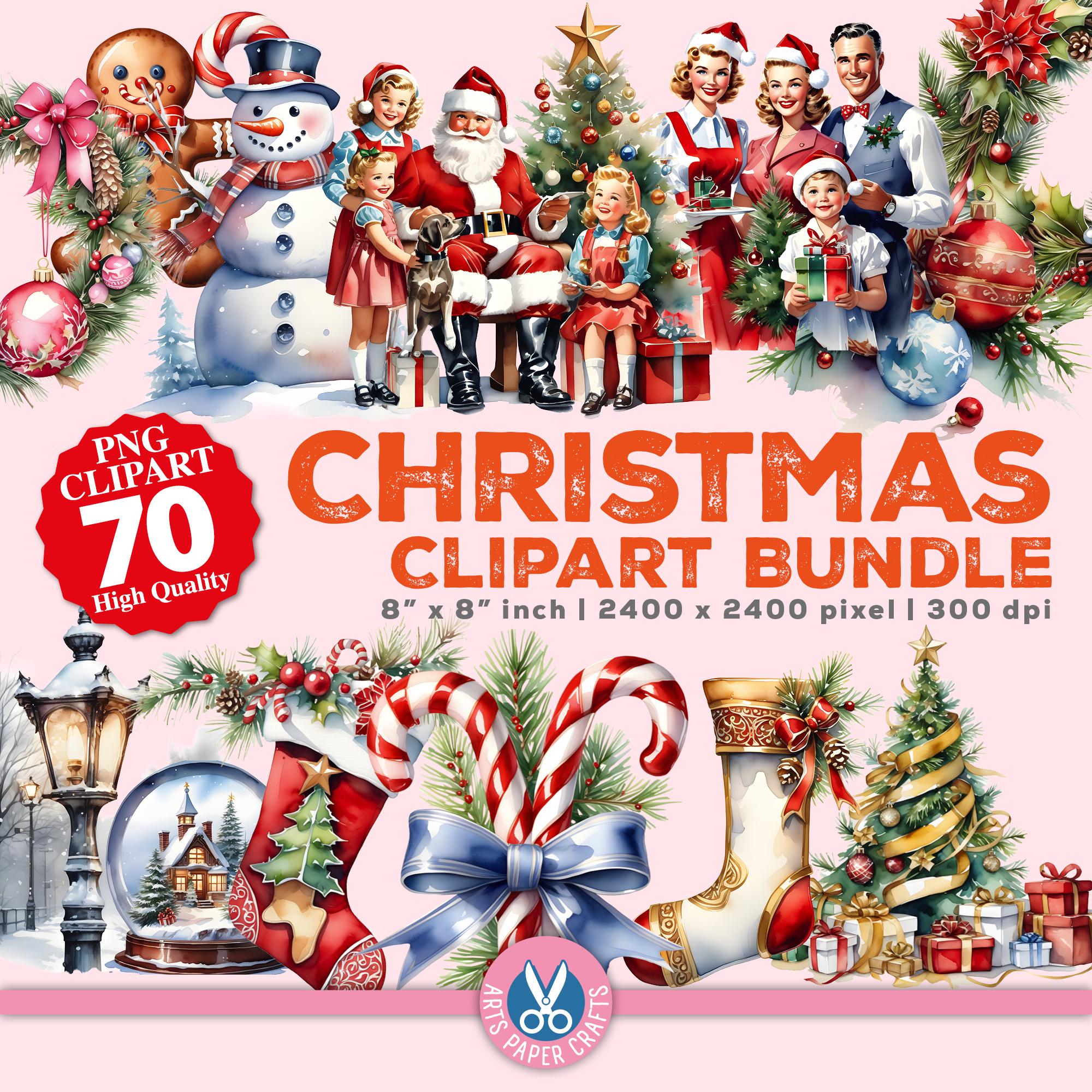 70 Watercolor Christmas Clipart Bundle - Christmas Clipart - Christmas ...