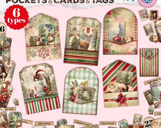 Set of 6 Mini Note Cards Holiday Presents Gift Box 3x3 Blank Kraft ...